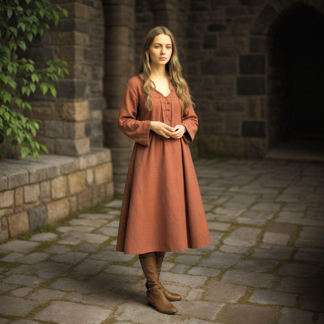 Rustic Medieval Princess Midi Dress | Renaissance Women's Short Skirt ...