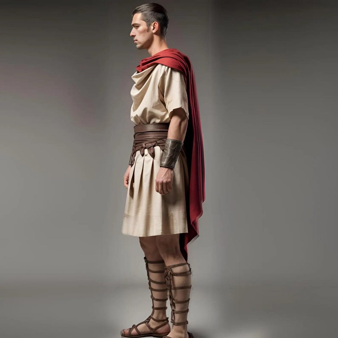 Ancient Roman Gladiator Dress | Cape Shirt & Skirt Men's 3 Pc Costume ...