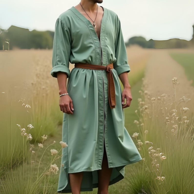 Sage Green Medieval Robe Tunic, Elven Tunic With Belt, Fantasy Medieval ...