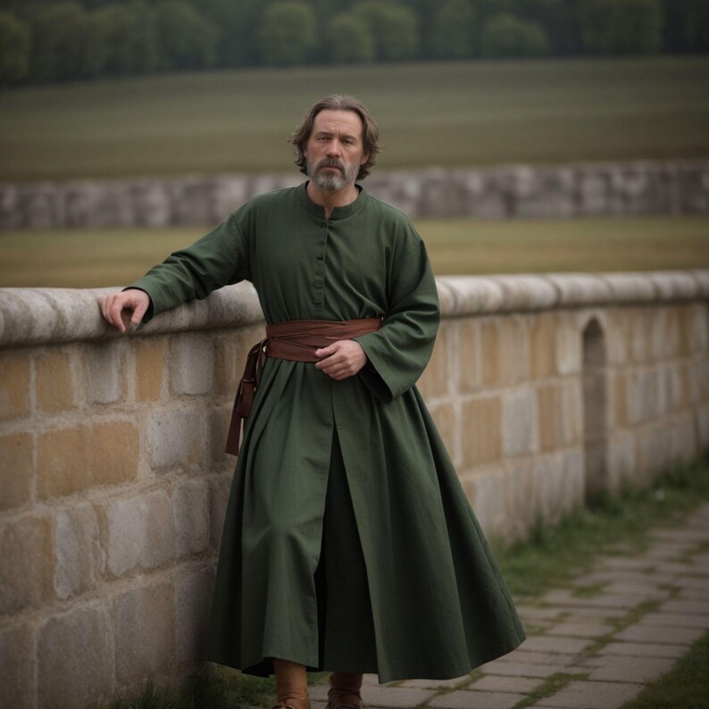 Forest Green Warrior Medieval Tunic | Renaissance Men's Long Robe ...