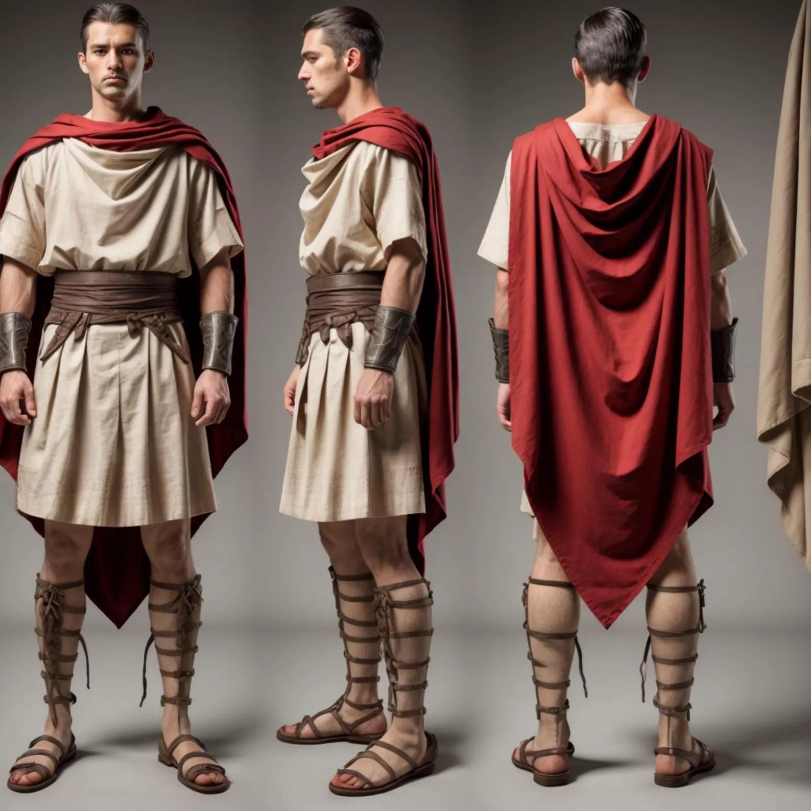 Ancient Roman Gladiator Dress | Cape Shirt & Skirt Men's 3 Pc Costume ...