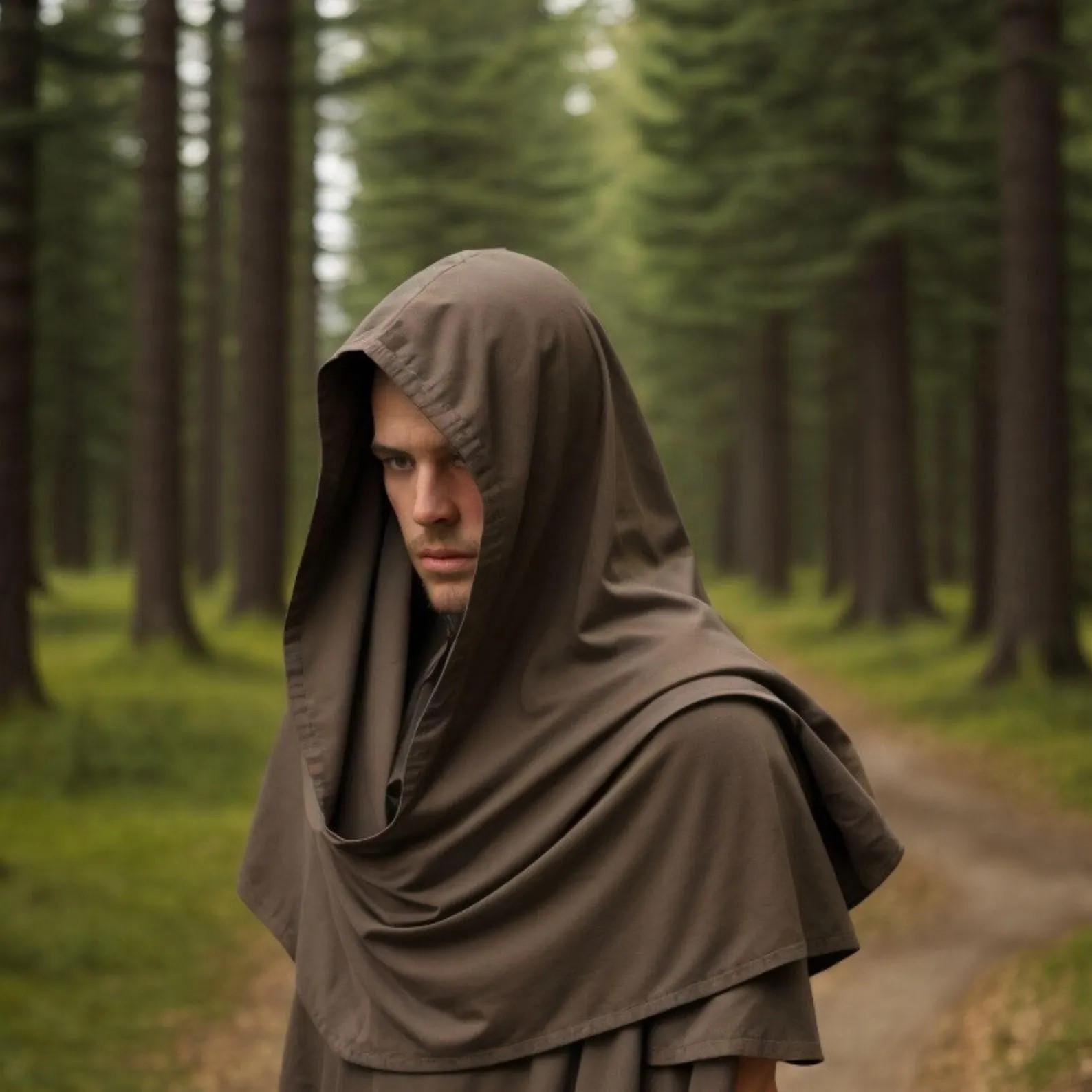 Mysterious Gothic Brown Hooded Cloak | Medieval Fantasy Robe | Men's ...