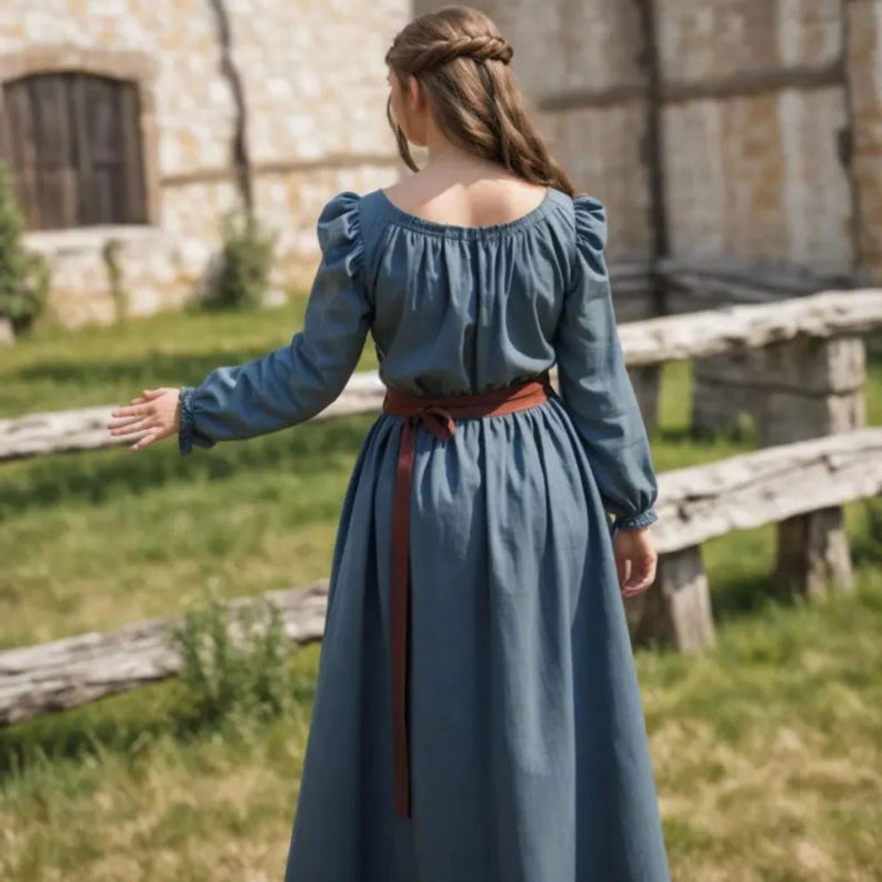 Women Long Medieval Dress| Puffed Sleeves Historical LARP Costume ...