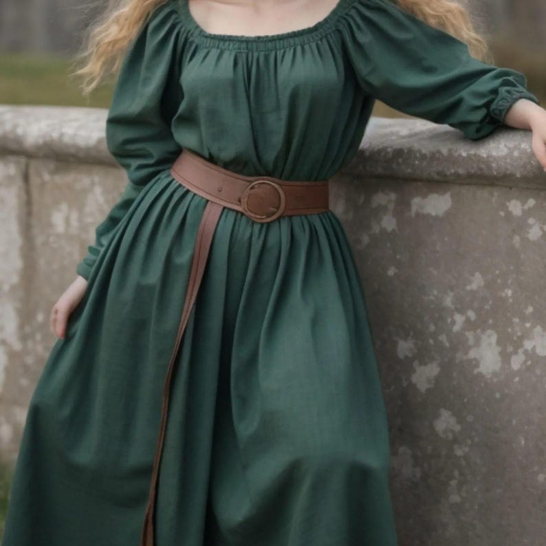 Puffed Sleeves Medieval Peasant Dress | Women's Renaissance Emerald ...