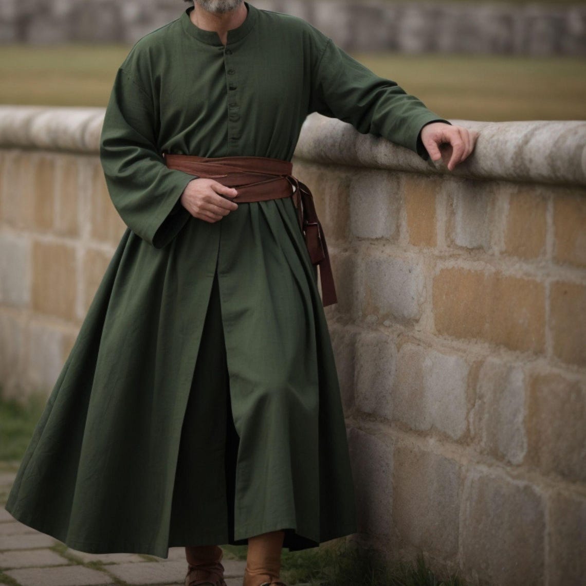 Forest Green Warrior Medieval Tunic | Renaissance Men's Long Robe ...