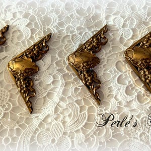 4 Vtg Brass Purse Corners Raised Art Nouveau Flower Design for DIY ...