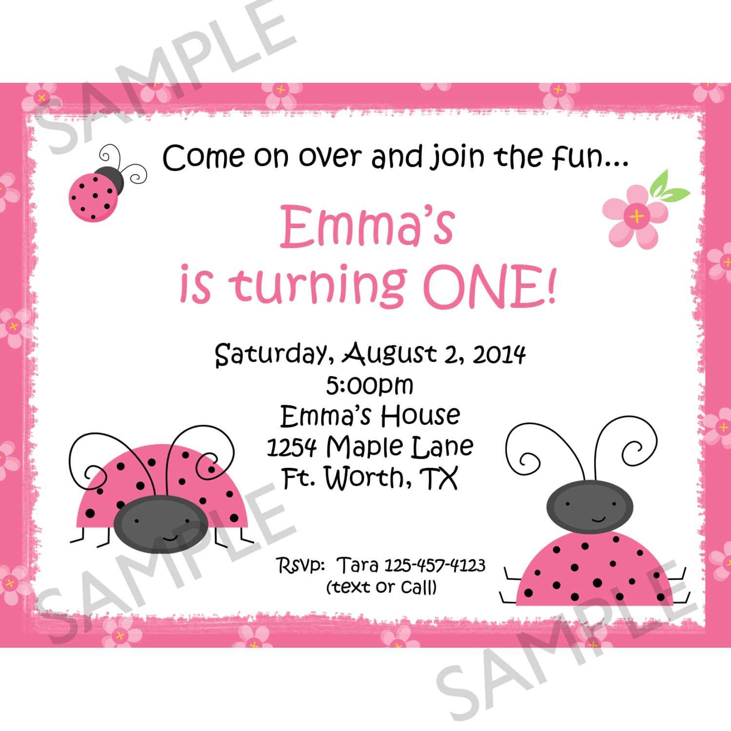 20 Personalized Birthday Invitations Ladybug Birthday | Etsy