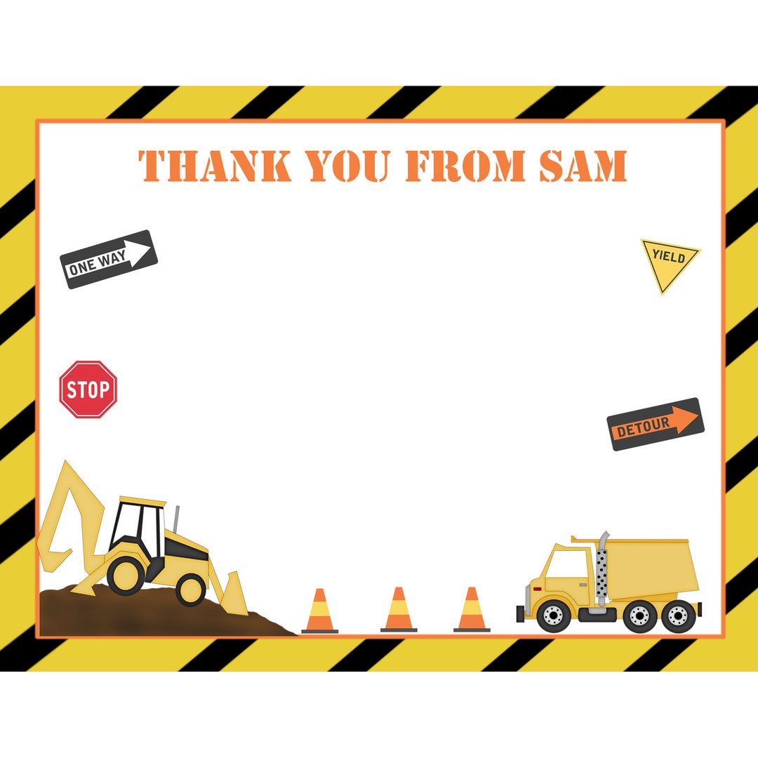 20 Personalized Thank You Cards - Construction Party - Dump Truck ...