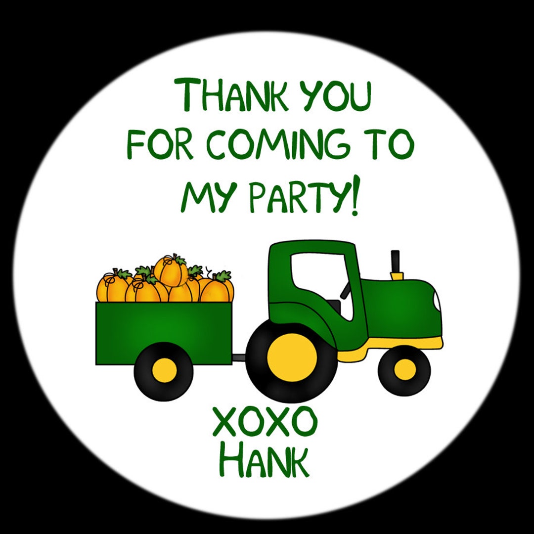 12 Personalized Round Stickers - Tractor - 2.5" Inches - Fall Party ...