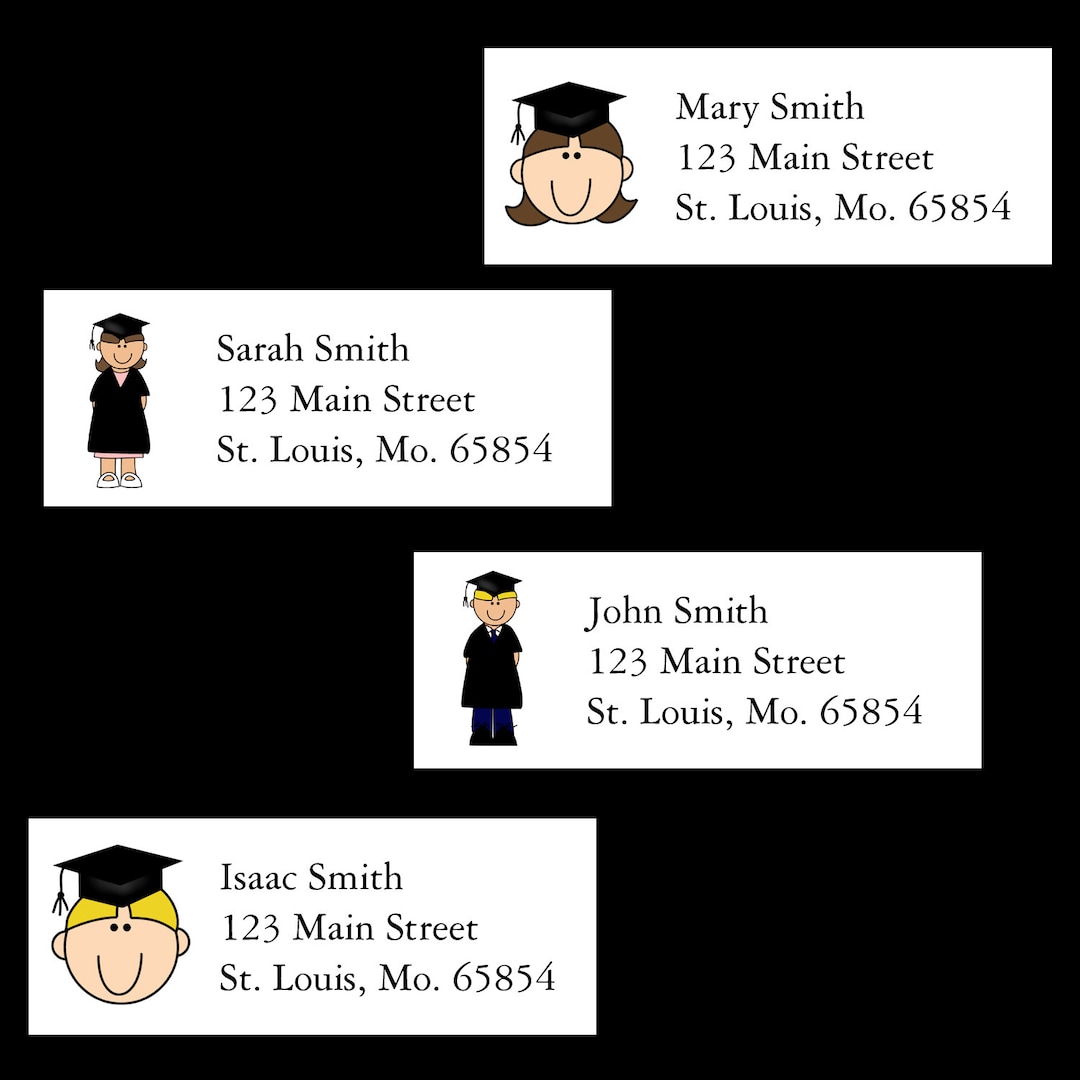 30 Personalized Graduation Return Address Labels -class of 2016 ...