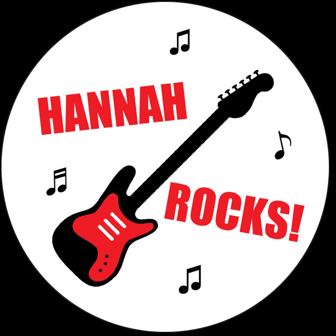 20 Personalized Round Stickers - Rock Star Birthday Party - Rockstar ...