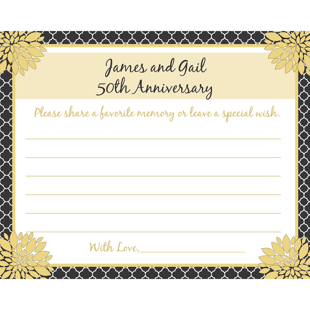 50 - Personalized 50th Anniversary Memory and Wishes Cards - Love ...