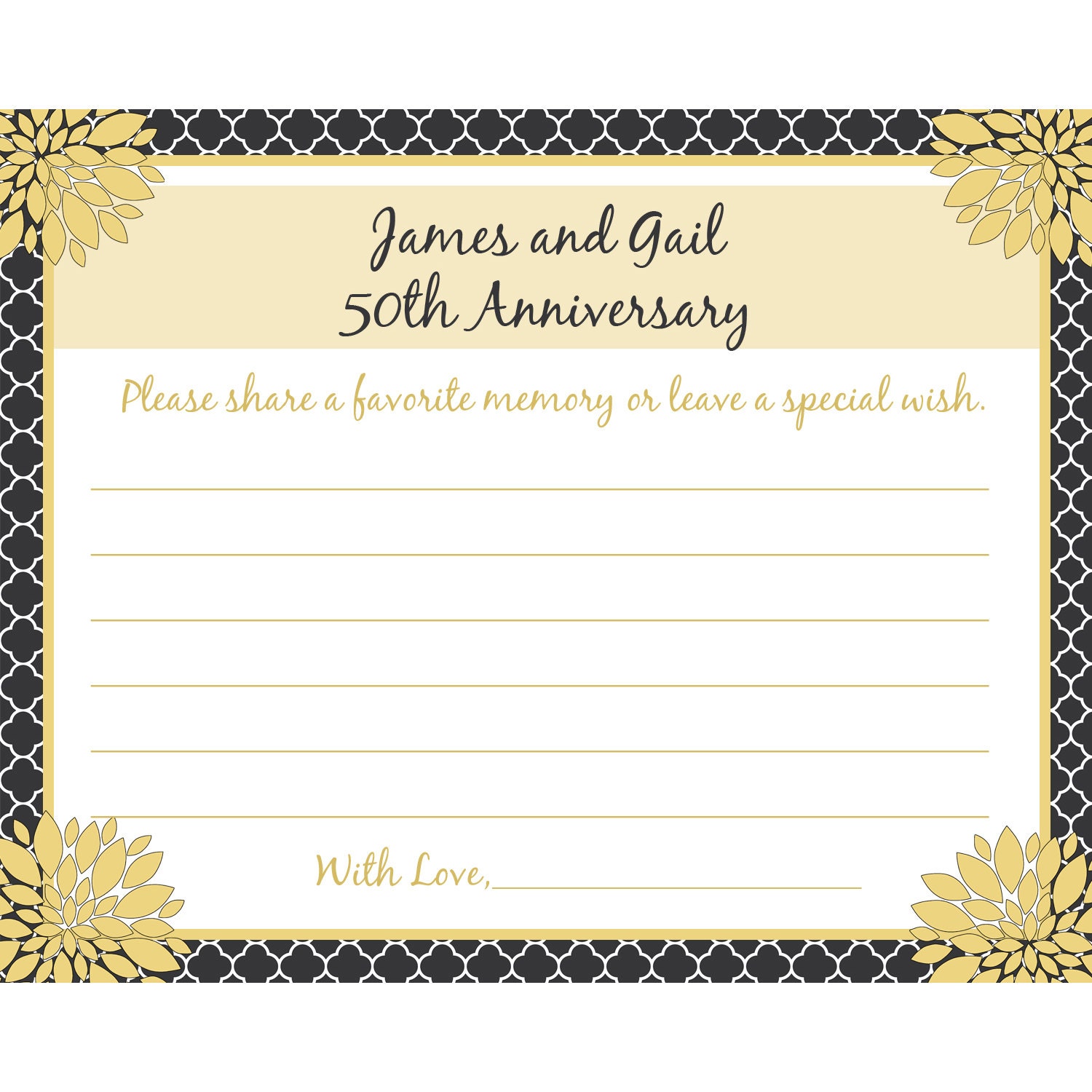 80 - Personalized 50th Anniversary Memory and Wishes Cards - Love ...