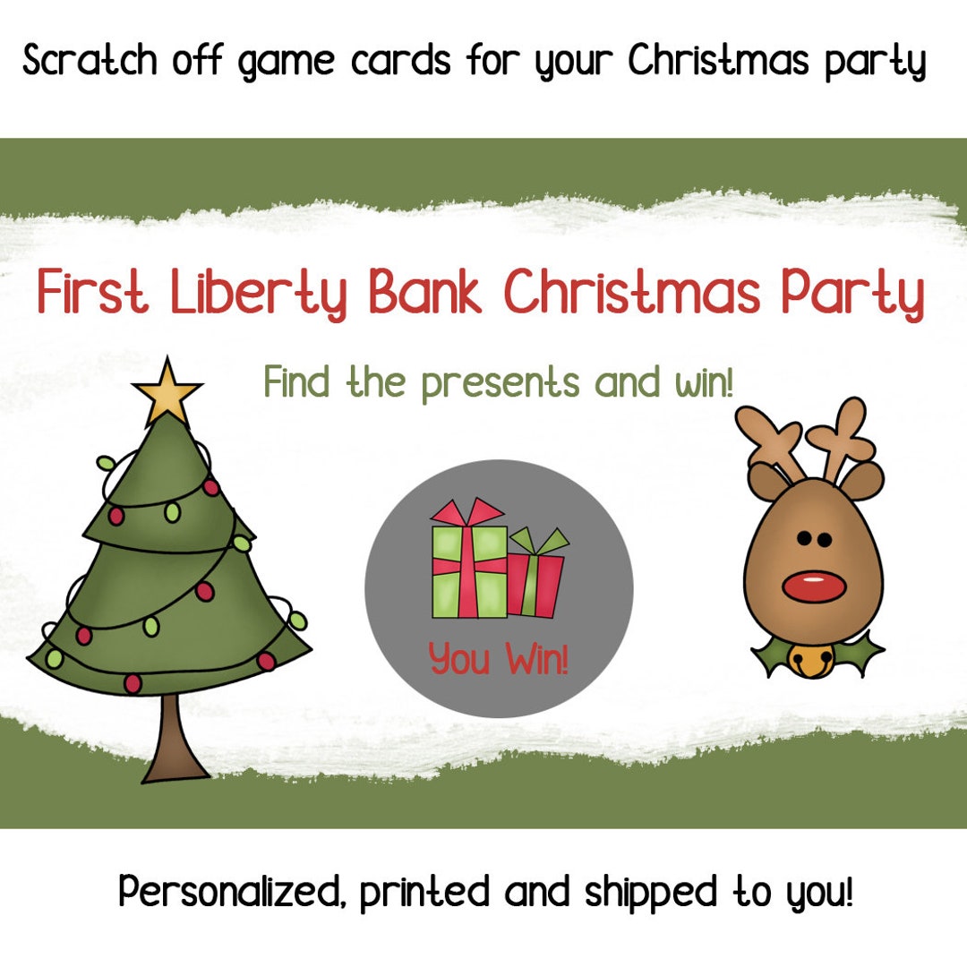 24 Personalized Holiday / Christmas Party Scratch off Game Cards ...