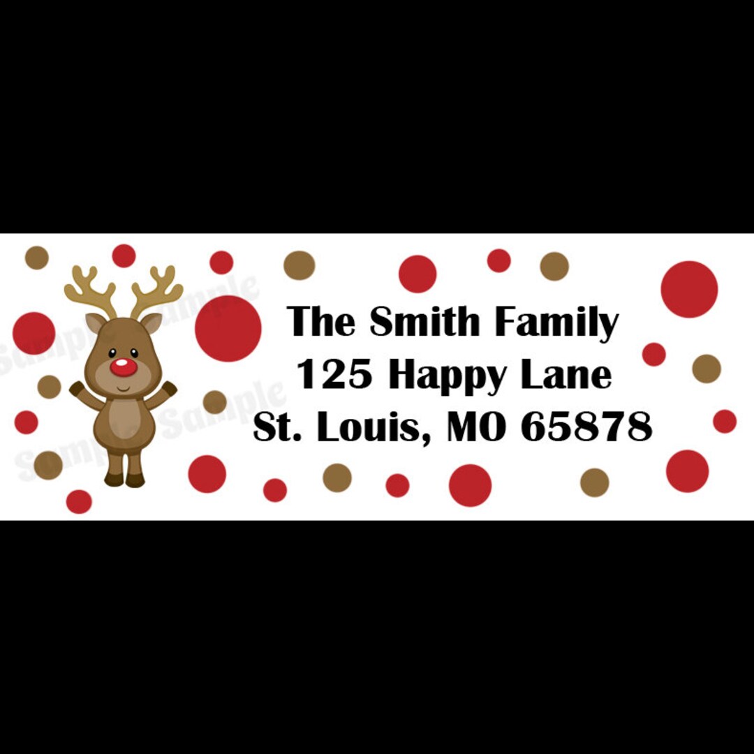 30 Personalized Christmas Return Address Labels Reindeer Design - Etsy