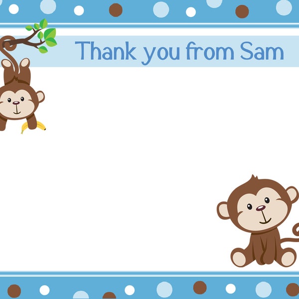 Monkey Thank You Cards - Etsy