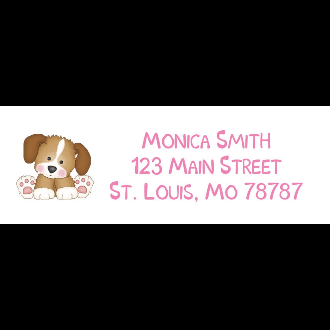 30 Return Address Labels - Pink PUPPY DOG - Pink Puppy Baby Shower ...