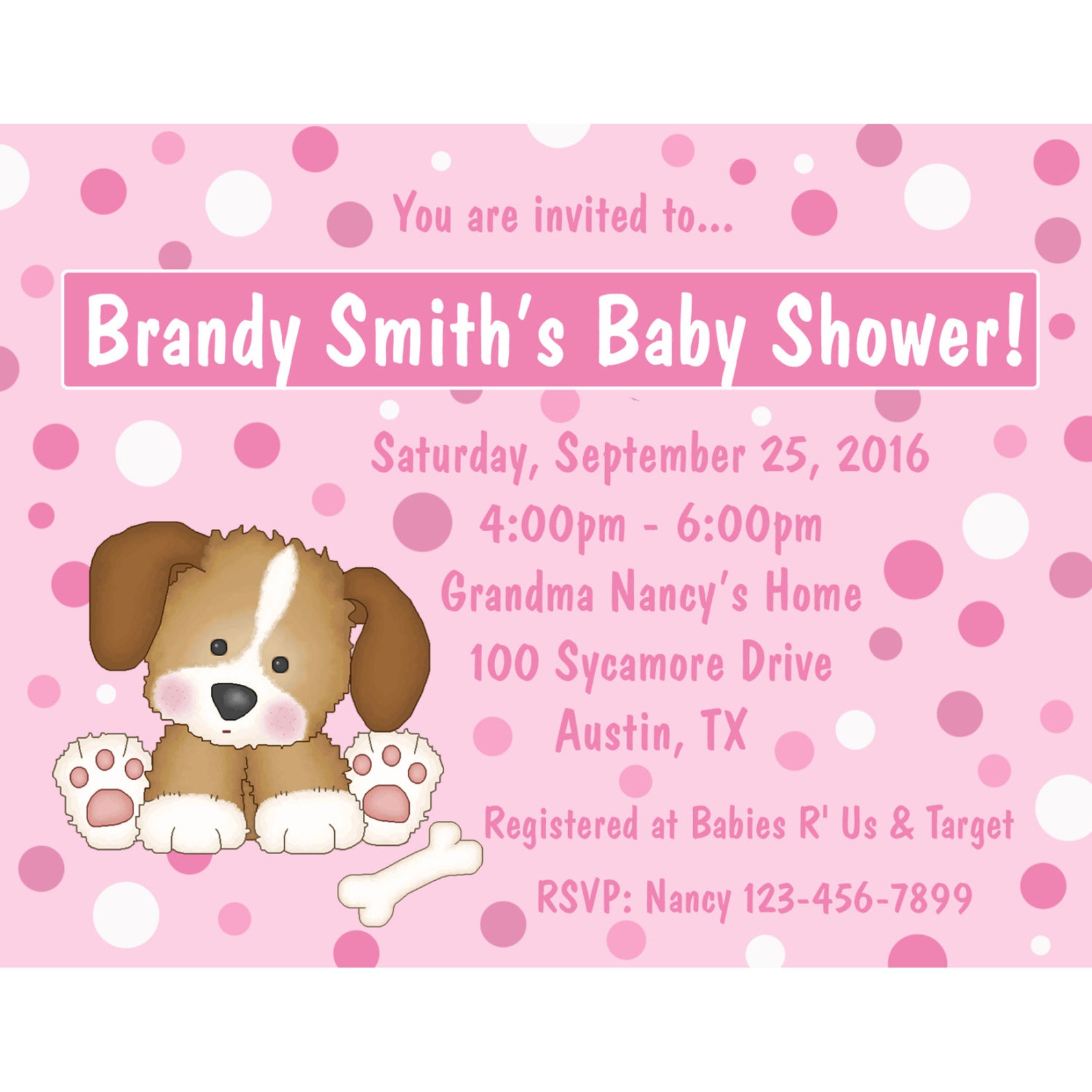 20 Personalized Baby Shower Invitations Pink Puppy Dog - Etsy