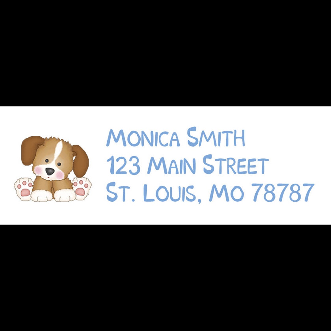 30 Return Address Labels - Blue PUPPY DOG - Blue Puppy Baby Shower ...