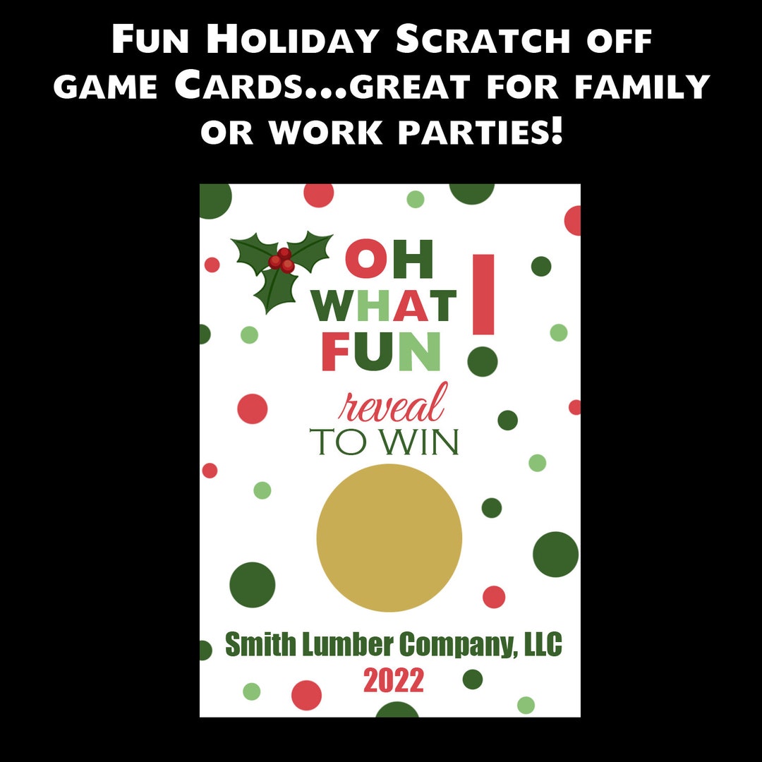48 Personalized Holiday / Christmas Party Scratch off Game Cards ...