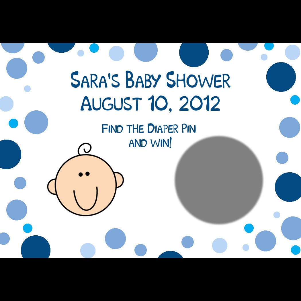 24 Blue Polka Dot Baby Shower Scratch off Game Cards Personalized - Etsy