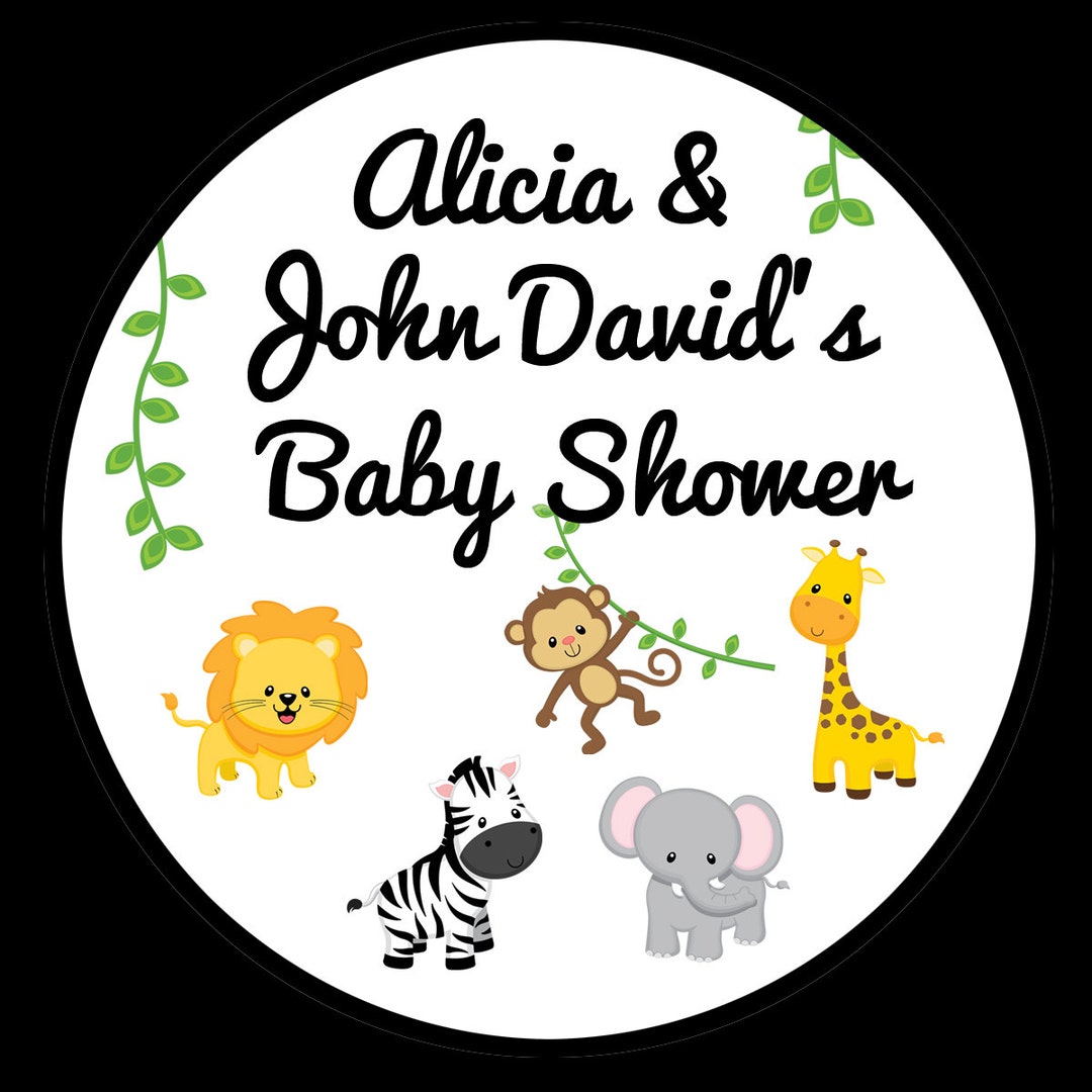 Personalized Round Stickers - Little Wild Thing Baby Shower Design ...