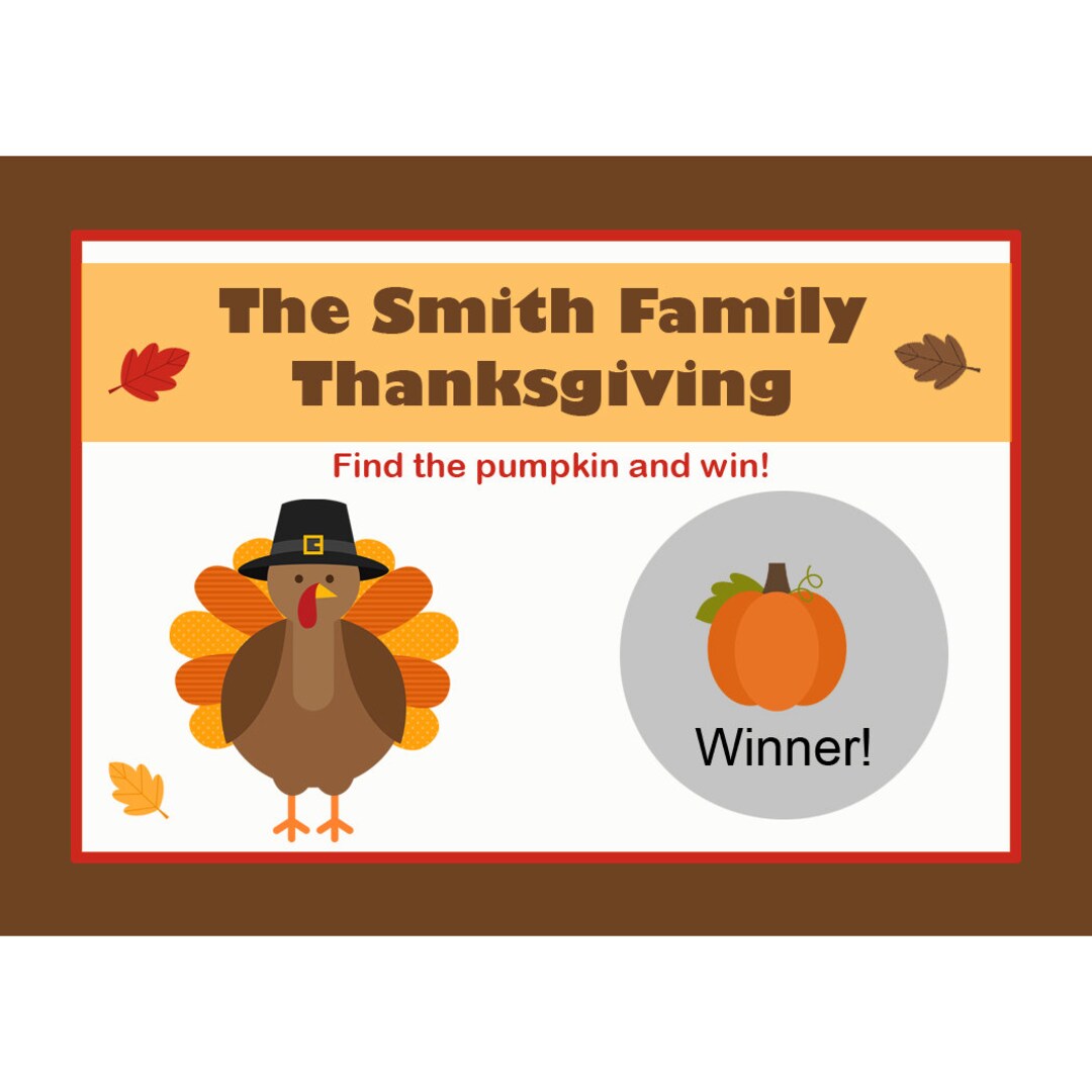 24 Personalized Thanksgiving Day Scratch off Game Cards - Turkey ...