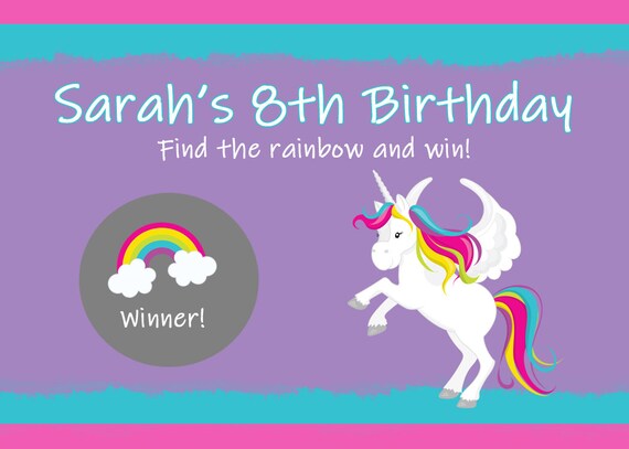 32 Personalized Scratch off Game Cards Unicorn Design | Etsy