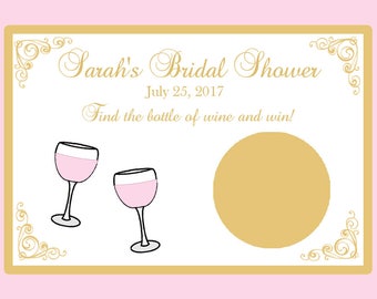 32 Bridal Shower Scratch off Game Cards Wine Pink Blush | Etsy