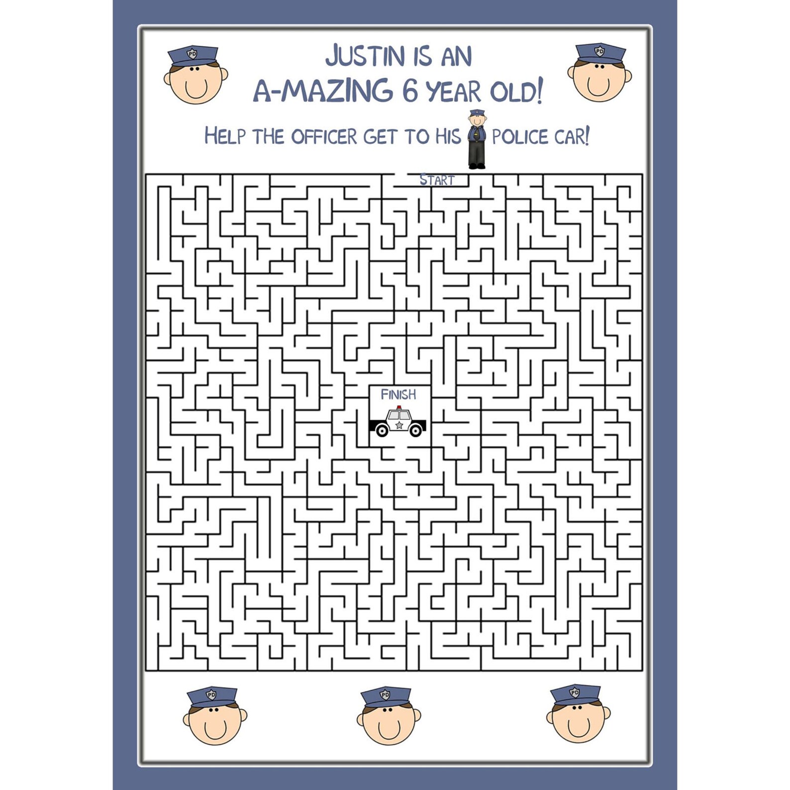 24 POLICE Birthday Maze Personalized Game Cards - Etsy