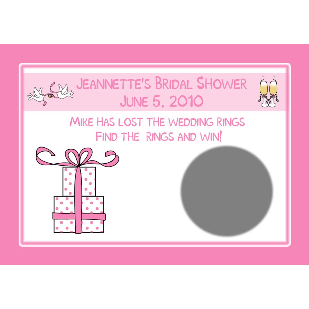 24 Personalized Bridal Shower Scratch off Game Cards - Pink Gift Design ...