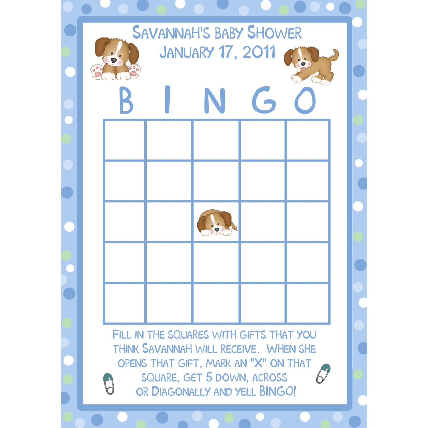 24 Personalized Baby Shower Bingo Cards Puppy Baby Shower - Etsy