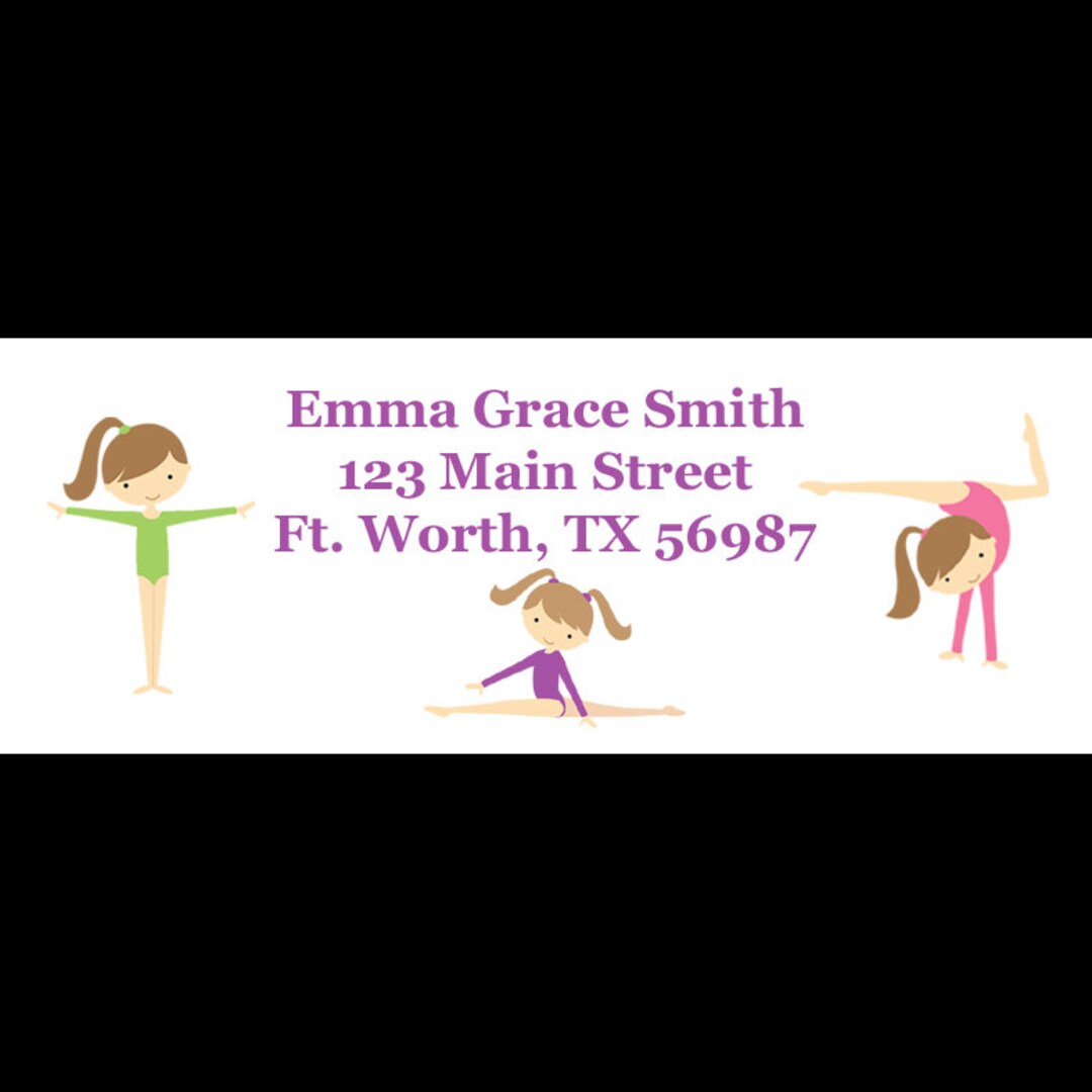 30 Return Address Labels - Gymnastics - Gymnastics Birthday Party - Gym ...