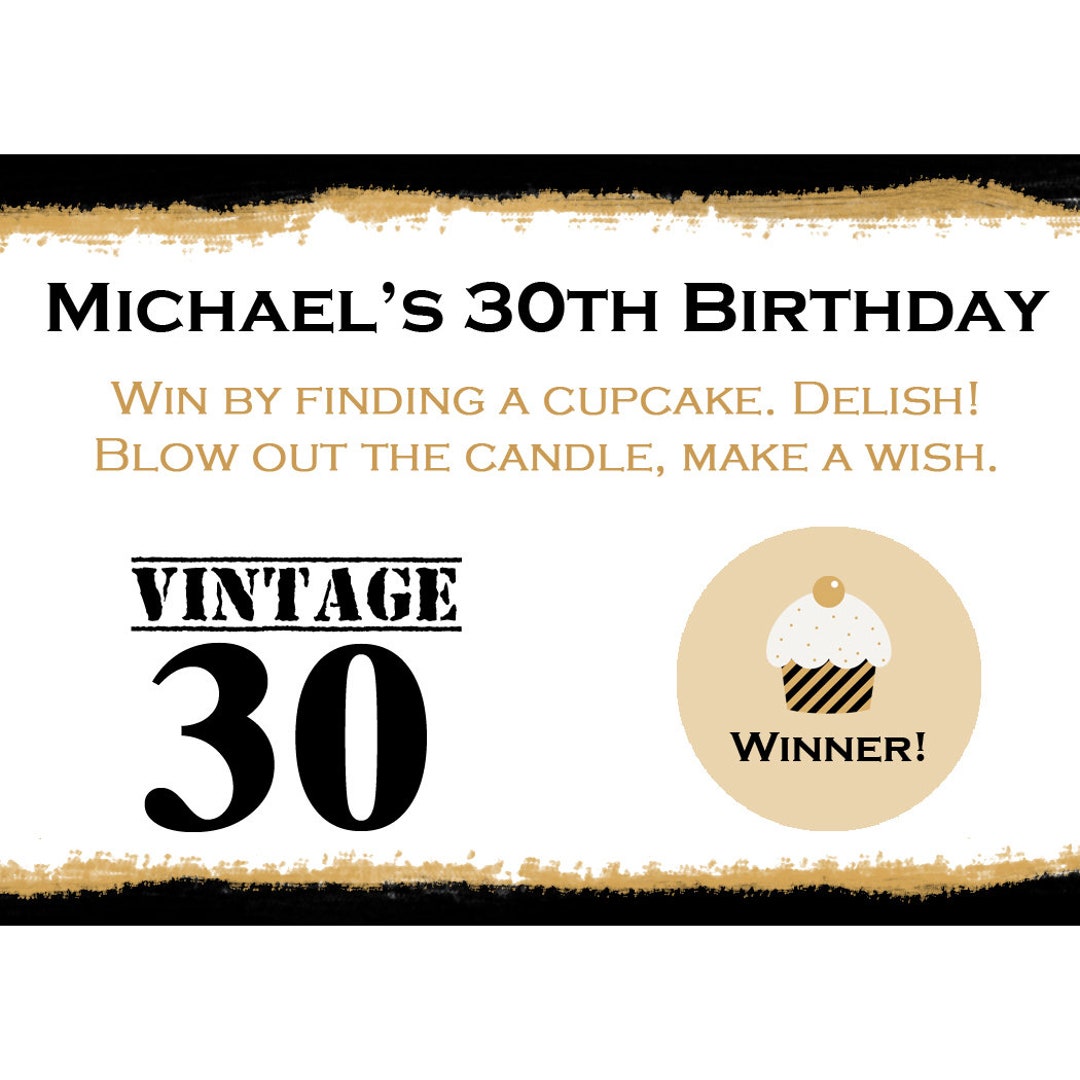 24 Personalized Scratch off Game Cards --- Any Age Birthday Design ...