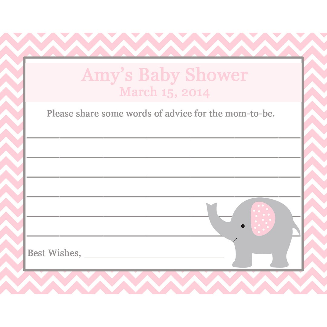24 Personalized Baby Shower Advice Cards ELEPHANT - PINK - Etsy