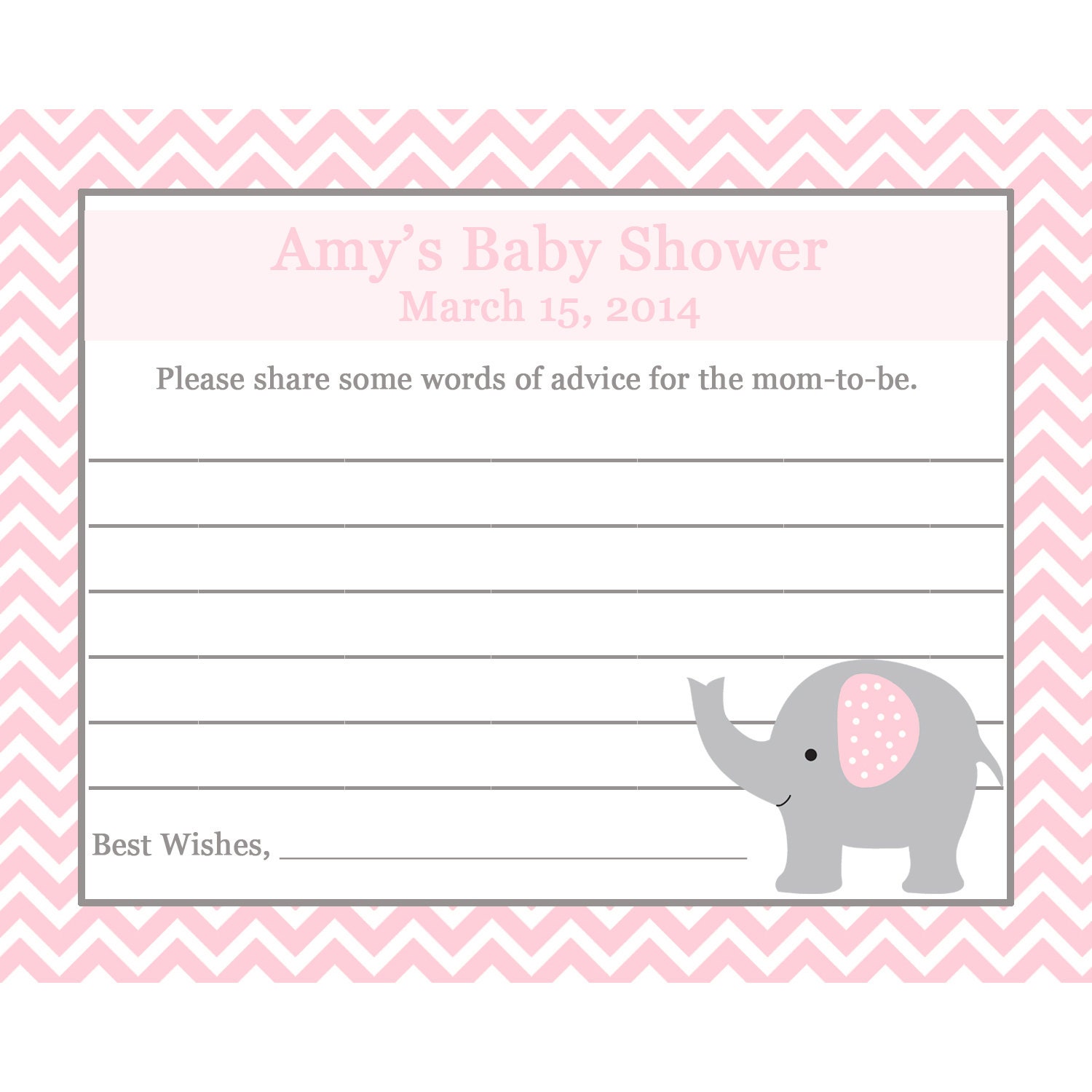 24 Personalized Baby Shower Advice Cards ELEPHANT PINK - Etsy