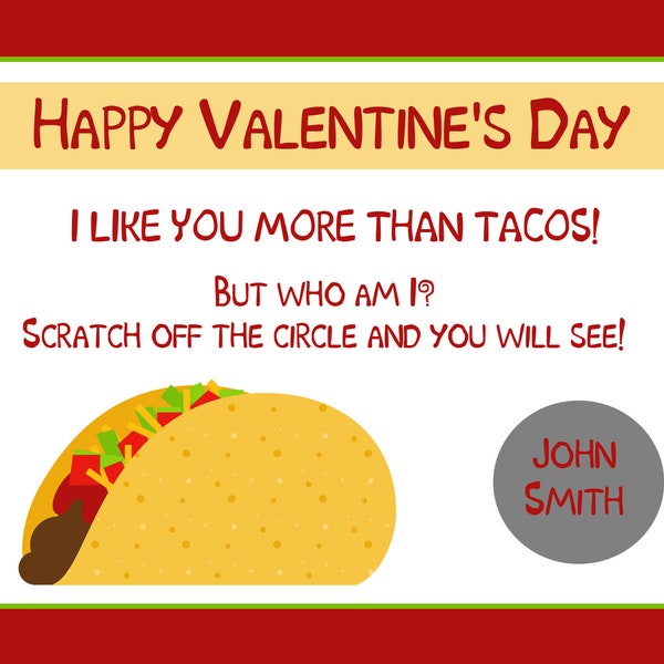 Taco Valentine Card - Etsy