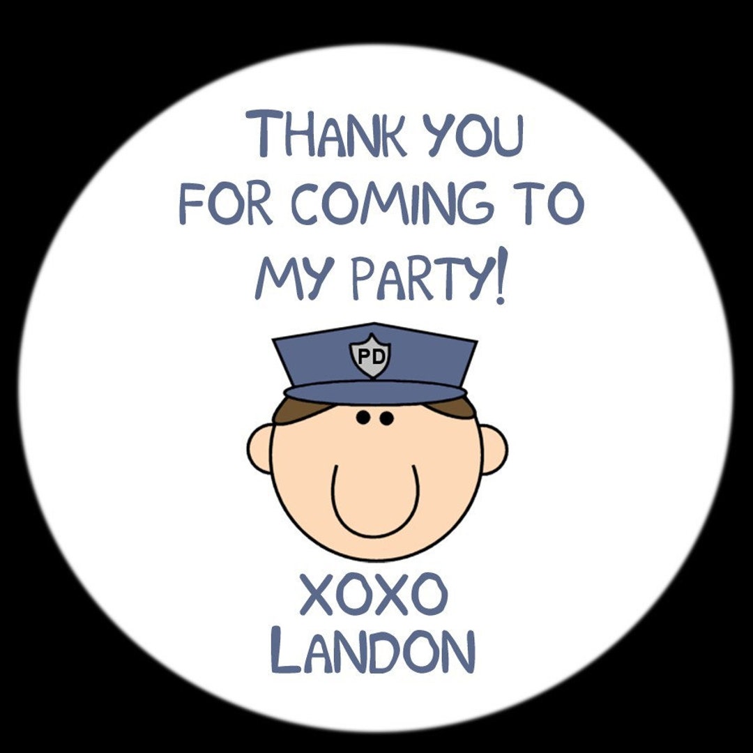 Police Birthday Party Stickers FOUR Sizes Available 0 POLICE Birthday ...