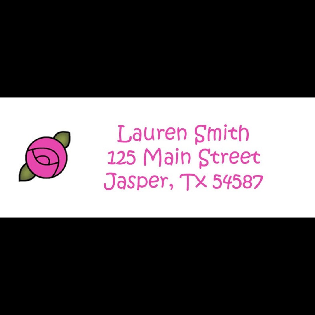 30 Personalized Return Address Labels Pink Flower Bud Pink Flower ...