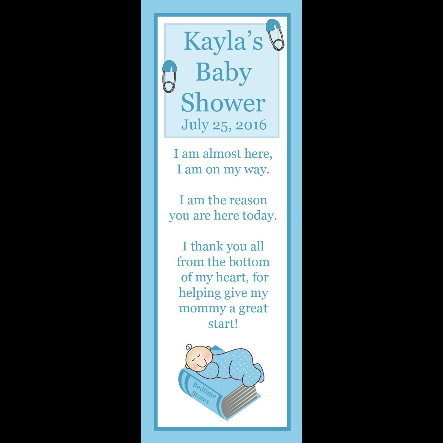 24 Personalized Bookmarks for Baby Shower Baby on Book | Etsy