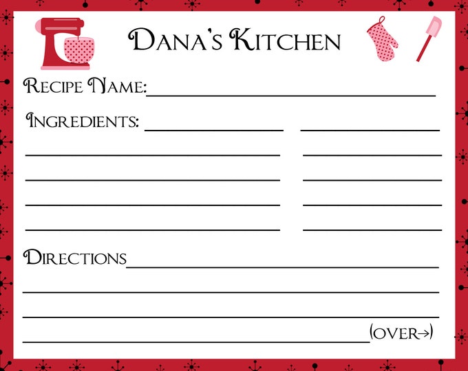 100 Personalized Recipe Cards New Red Retro Design - Etsy