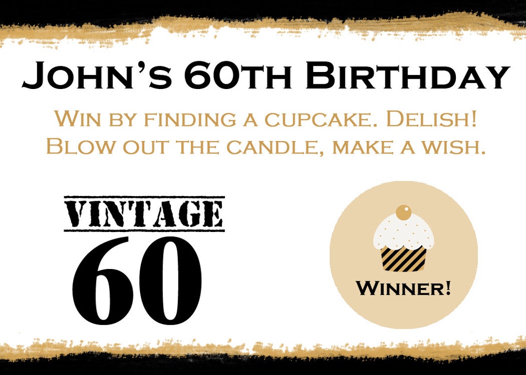 56 Personalized Scratch off Game Cards --- Any Age Birthday Design ...