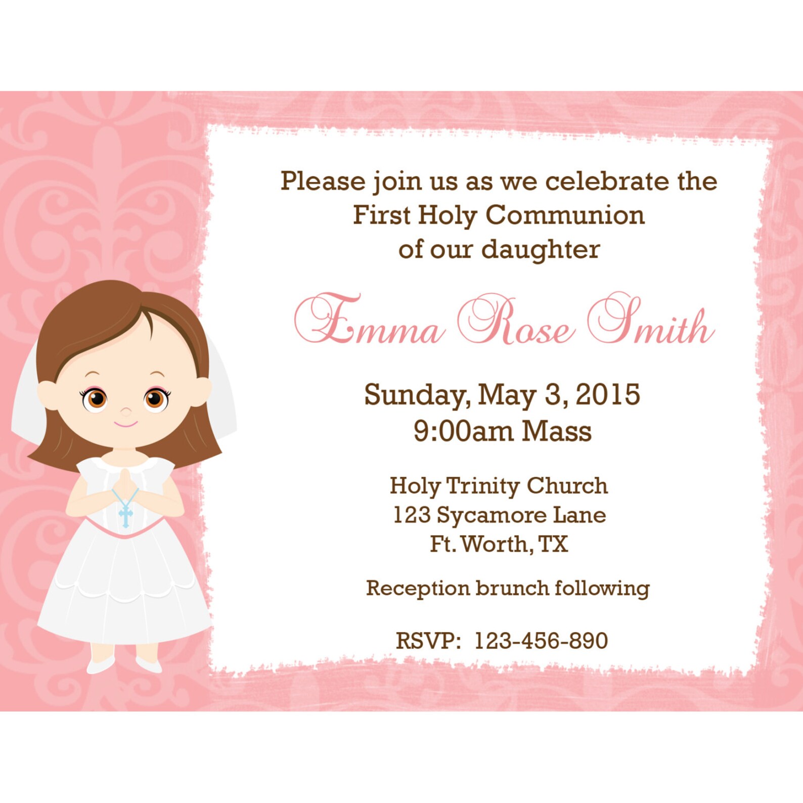 20 Personalized First Communion Invitations Pink 1st - Etsy
