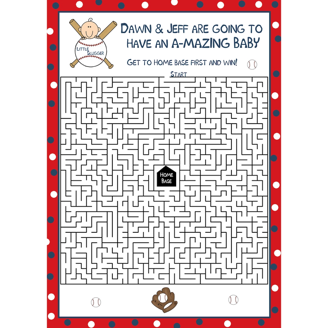 24 Personalized Baby Shower Game Cards - Maze Game Cards - Little ...
