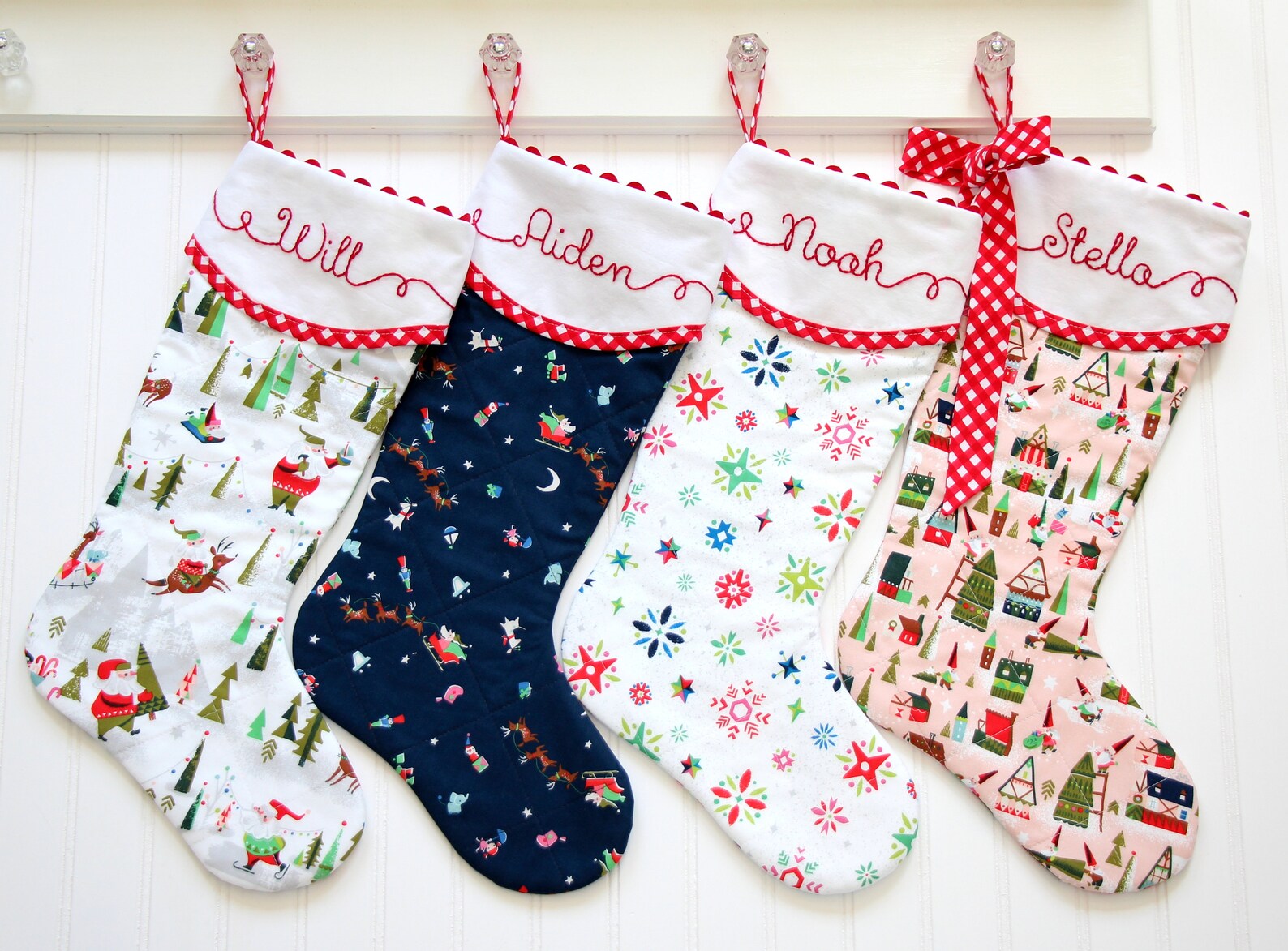 Personalized Santa Stocking, Modern Stocking, Family Stockings, Baby ...