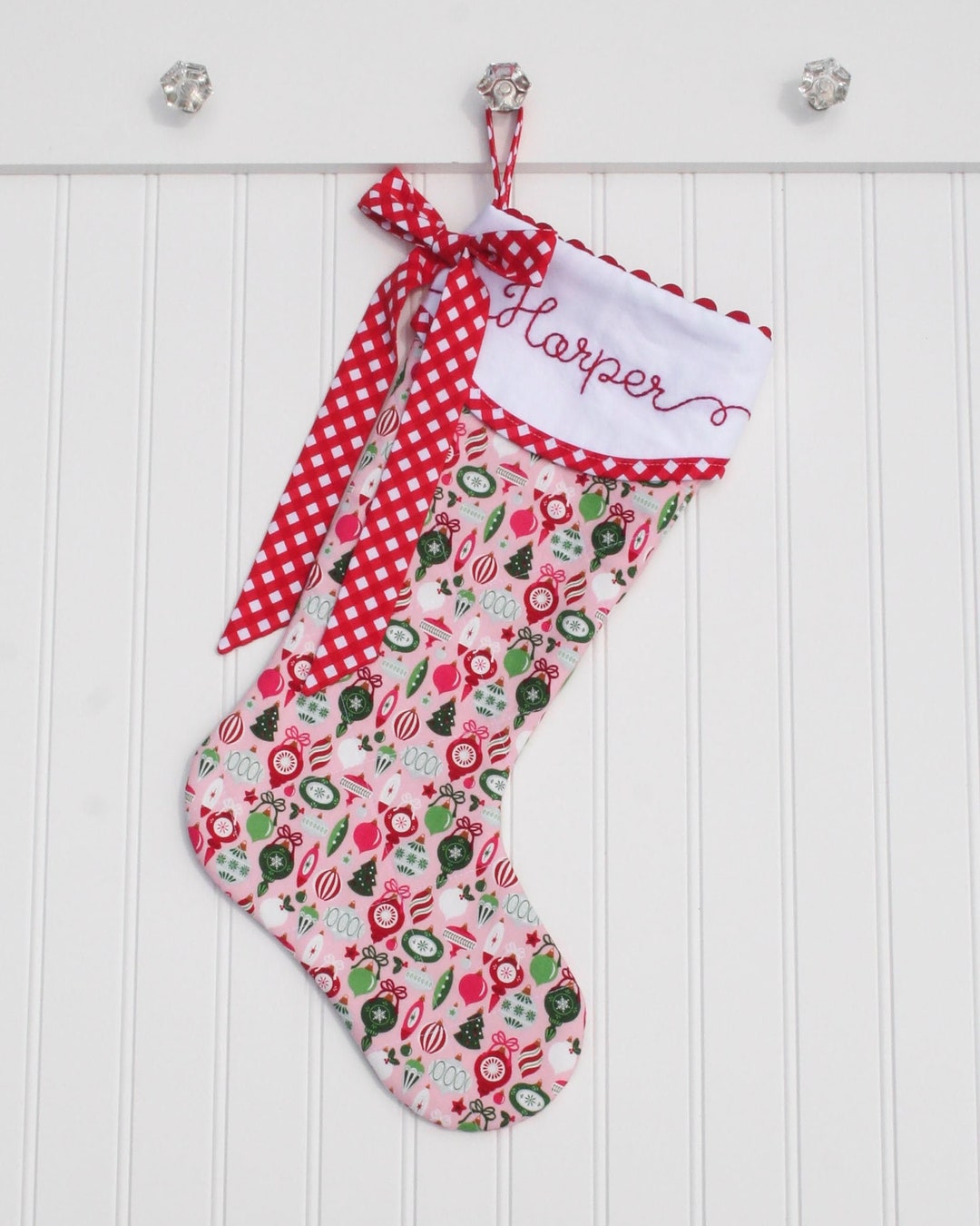 Personalized Baby Girl Christmas Stocking Quilted Stocking - Etsy