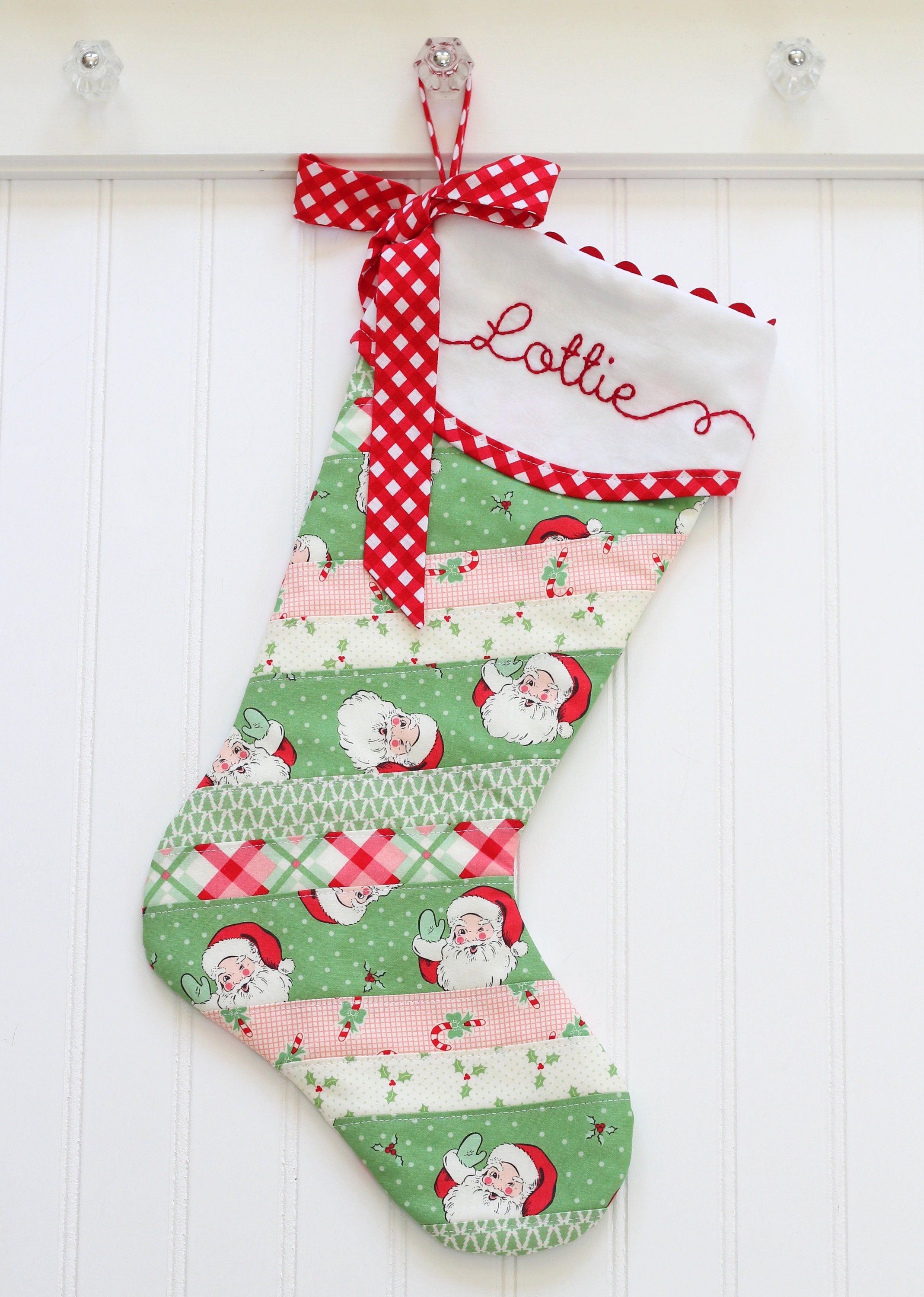 Quilted Christmas Stocking Quilted Stocking Santa Stocking | Etsy