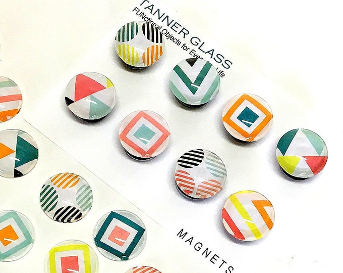Geometric Glass Magnets or Push Pins, Thumbtacks, Cute Magnet Set ...