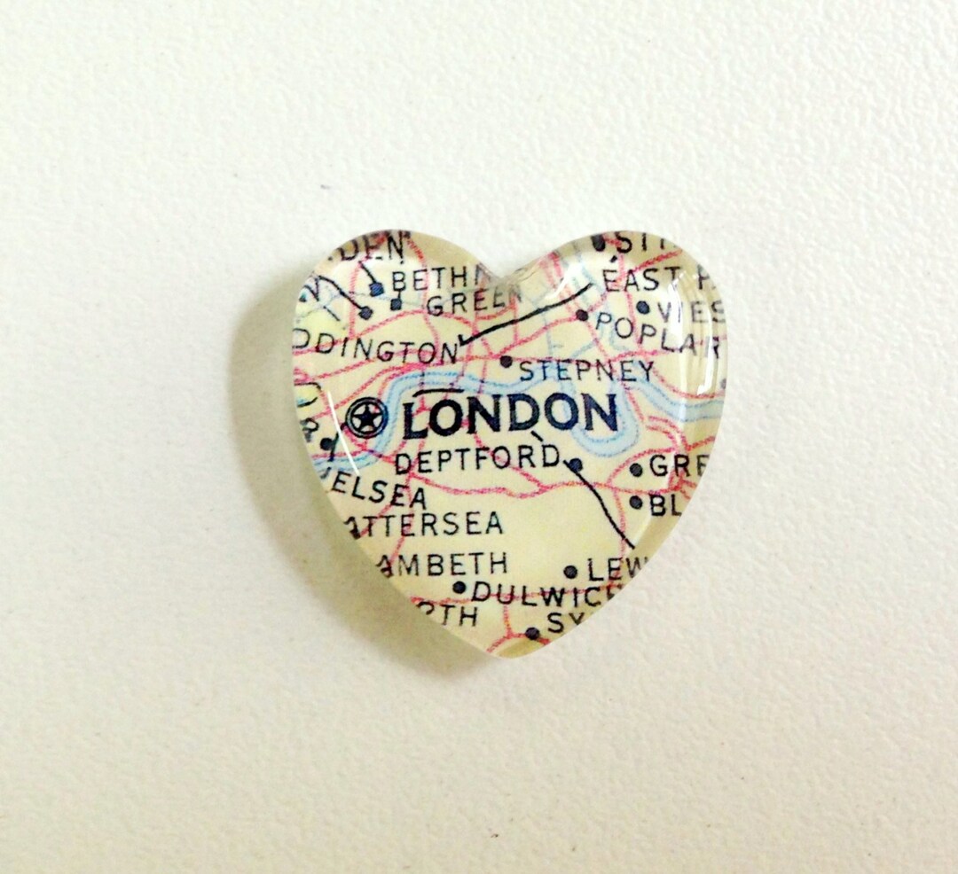 London England Vintage Map Magnet. Heart Shaped Magnet, Strong Magnet ...