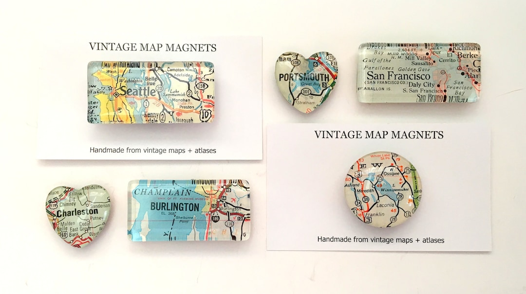 Custom Vintage Map Magnet, Custom Map Magnet, Guy Gift, Map Gift ...